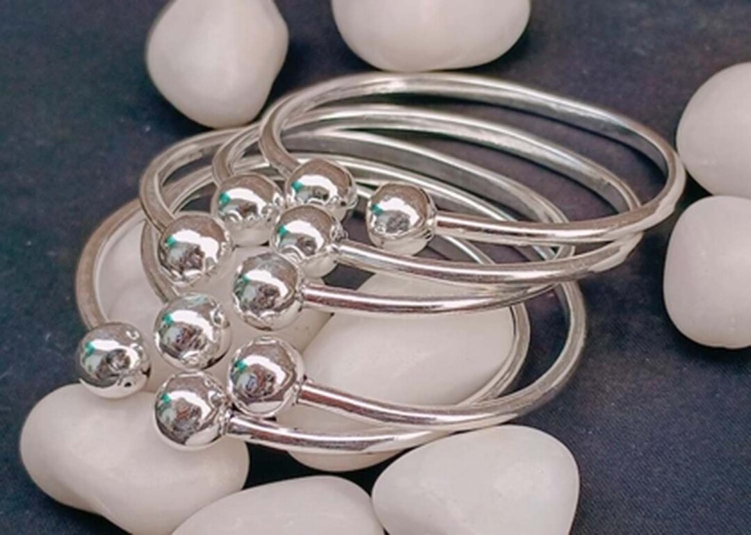 Thick West Indian Bangles, Set of 7 Bangles, Sterling Silver Bangles ...