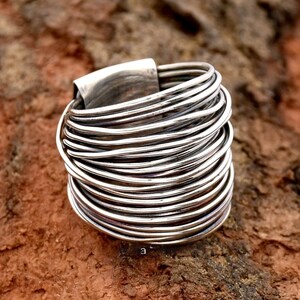 Statement Wrap Ring Wraparound Silver Wire Ring Sterling Silver Ring ...