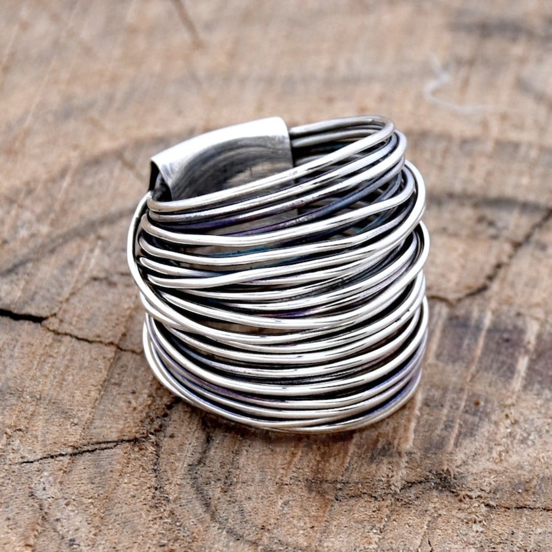 Statement Wrap Ring Wraparound Silver Wire Ring Sterling Silver Ring ...