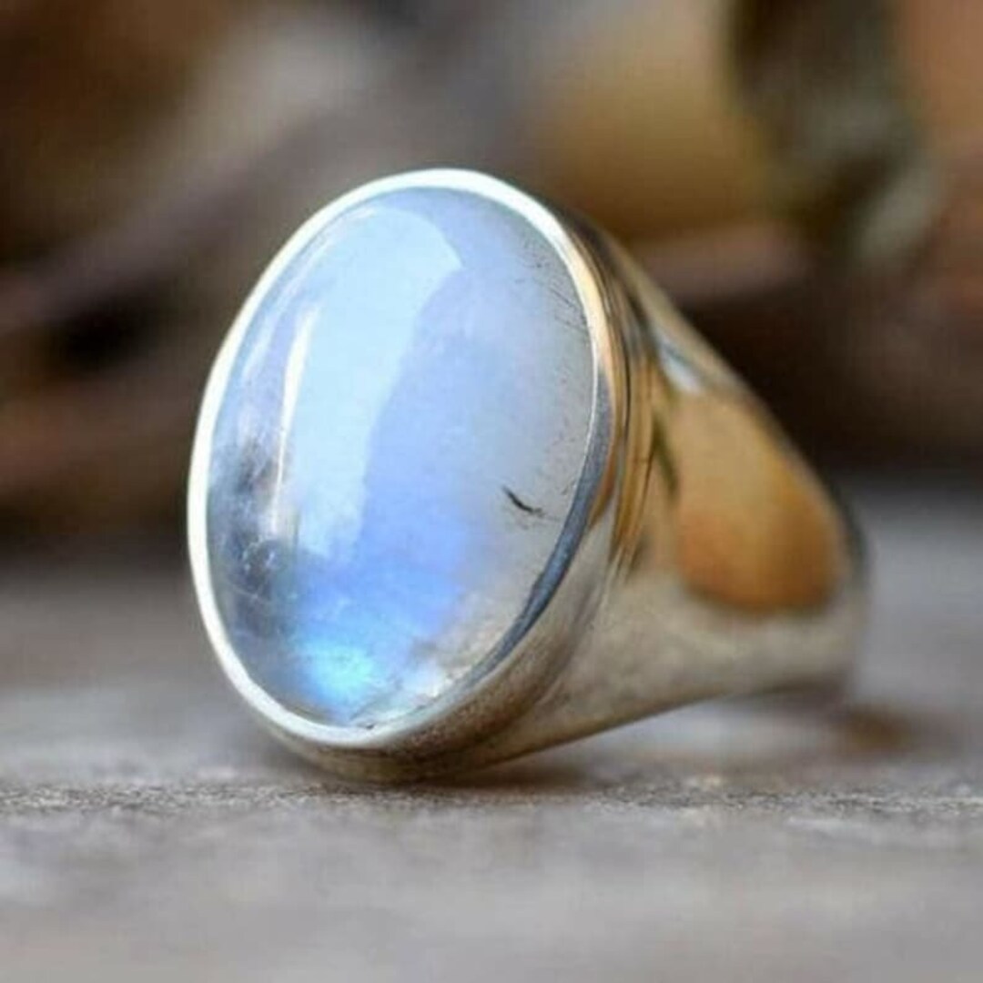 Rainbow Moonstone Men Ring, Men's Gemstone Ring, Mens Silver Ring, Mens ...