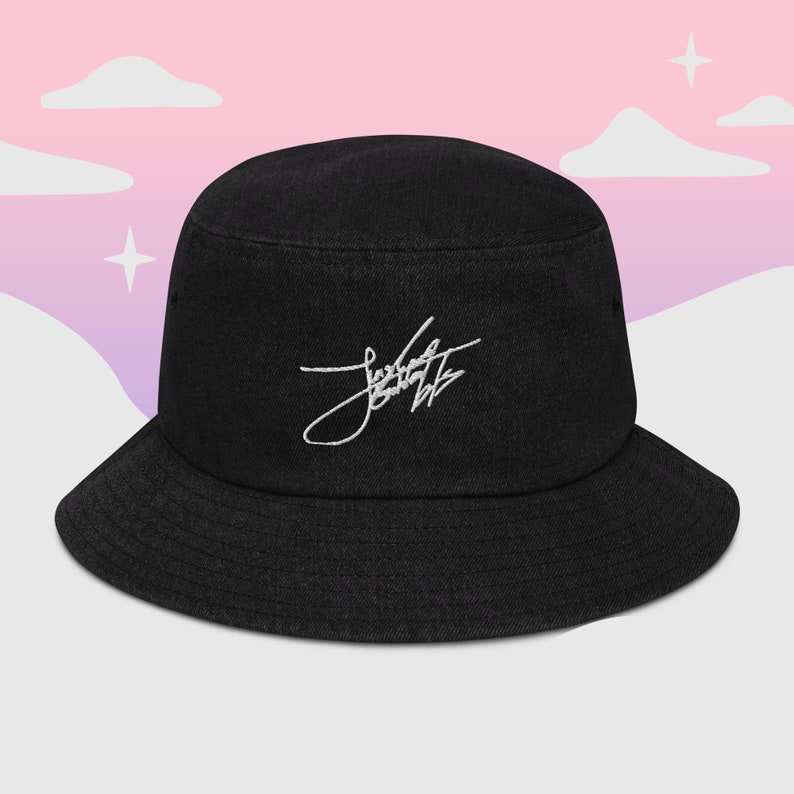 BTS Jungkook Signature Bucket Hat | Lowkey Aesthetics Denim Bucket Hat ...