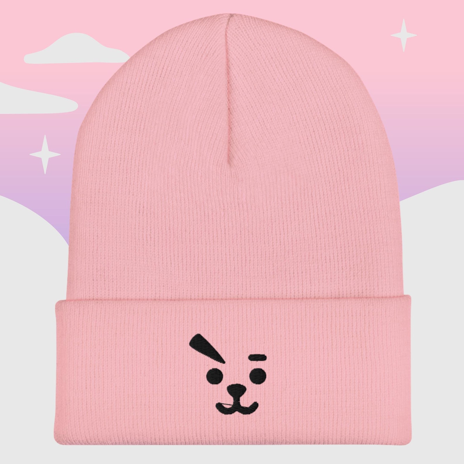 BT21 Embroidered Beanies BTS Embroidery Cuffed Knit Headwear Cute K-pop ...