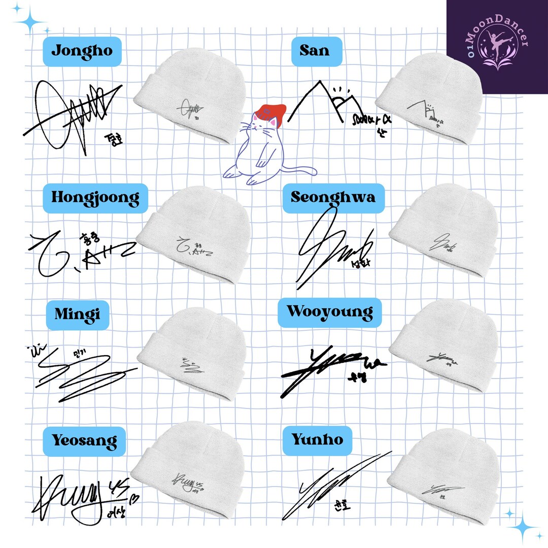 Ateez All Member Signature Merch Beanie | Low Key Aesthetics - Etsy