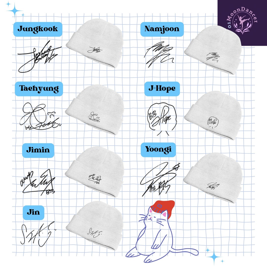 BTS All Member Signature Merch Beanie | Lowkey Aesthetics - Etsy