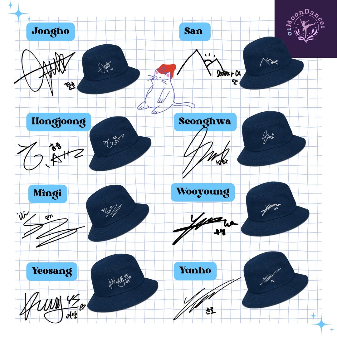 Ateez All Member Signature Merch Bucket Hat | Lowkey Aesthetics - Etsy
