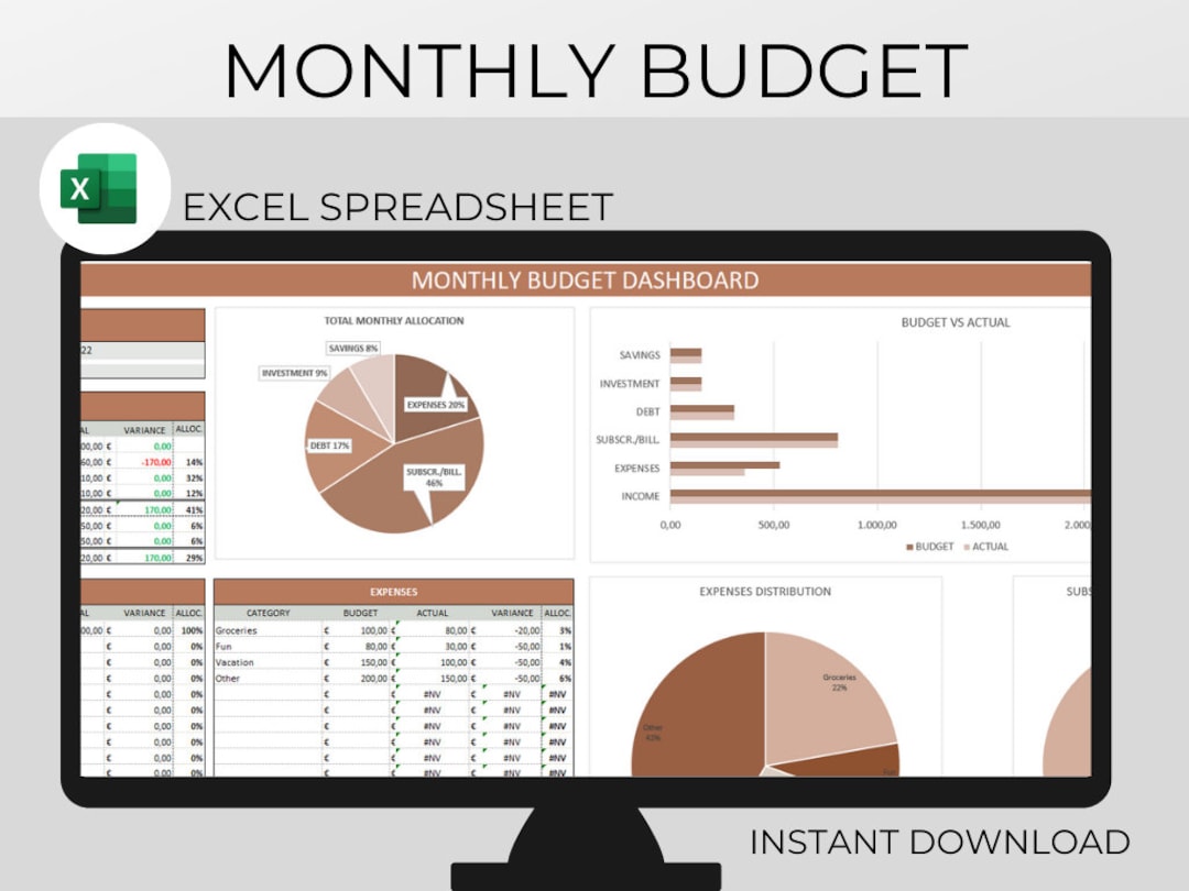 Budgetplan Monthly Budget Tracker Excel Budget Template - Etsy