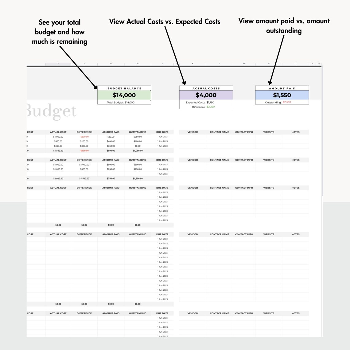 Wedding Budget Spreadsheet, Wedding Budget Tracker, Wedding Budget ...