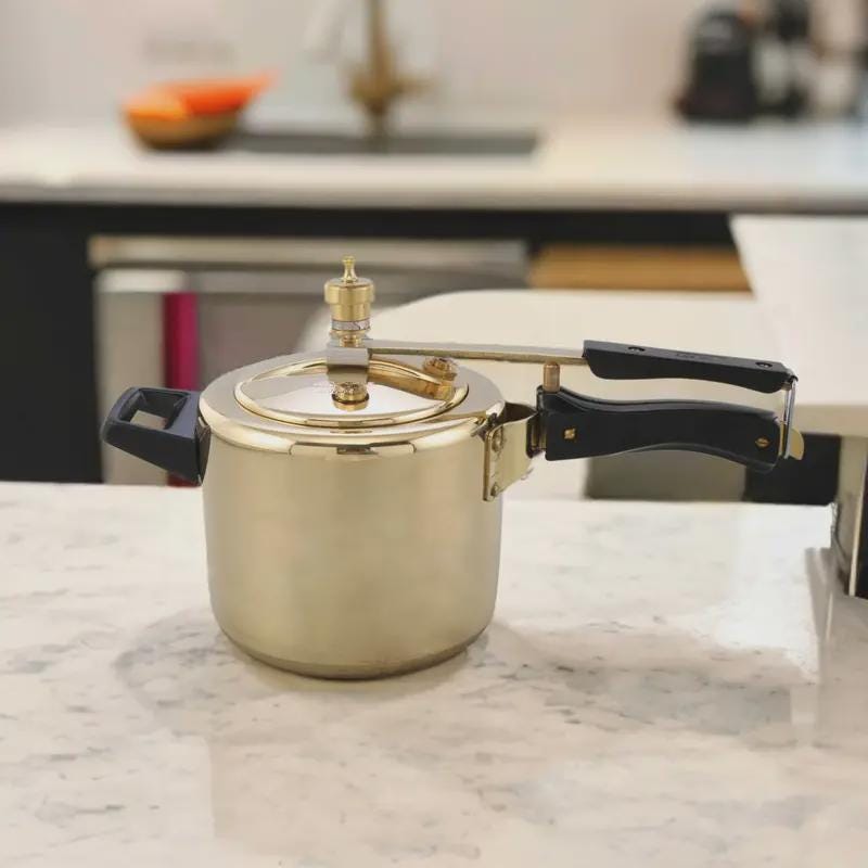 Handmade Pure Brass Pressure Cooker: Traditional Indian Cookware (3L ...