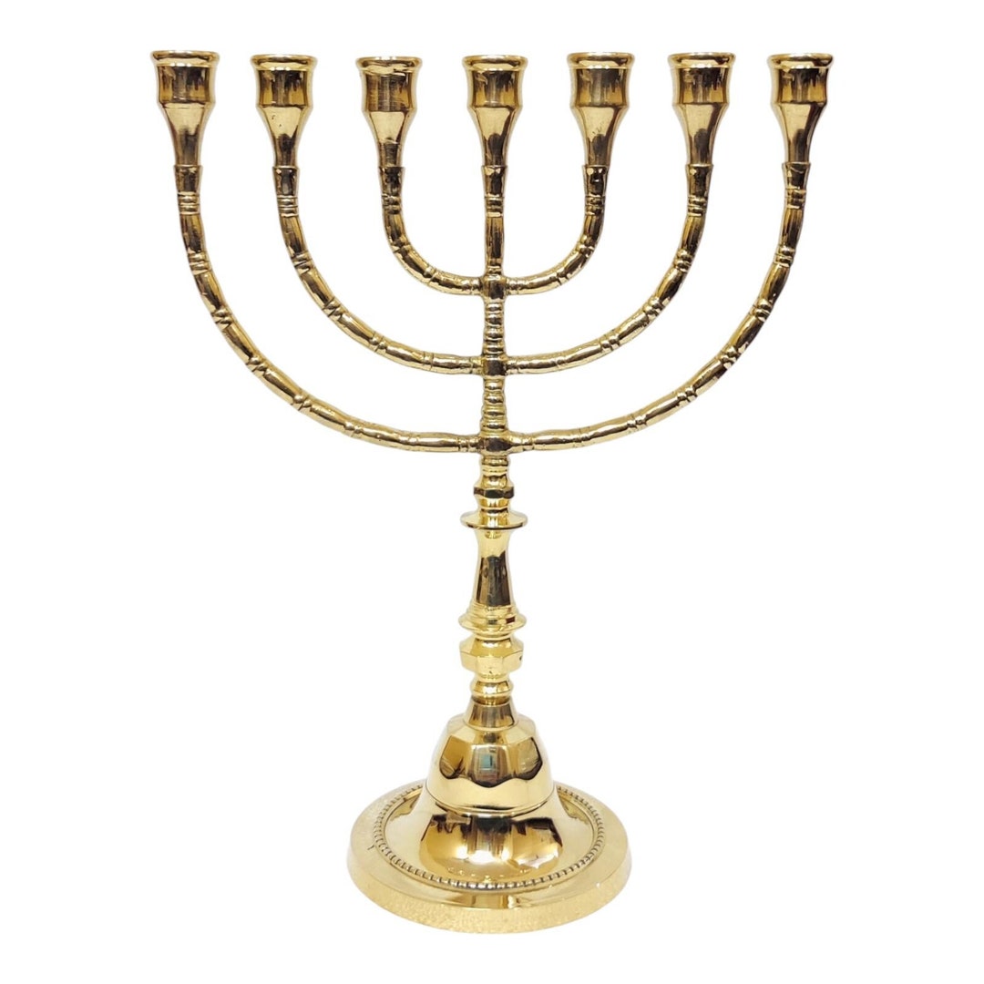 Brass 7 Candle Traditional Menorah Candle Holder, Solid Brass Shiny ...