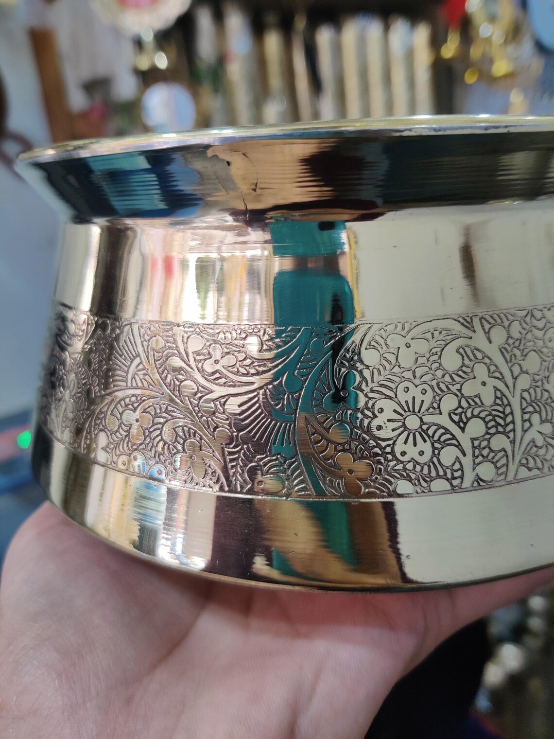 Handcrafted Brass Handi Pot With Lid: Engraved Indian Kitchen Cookware ...