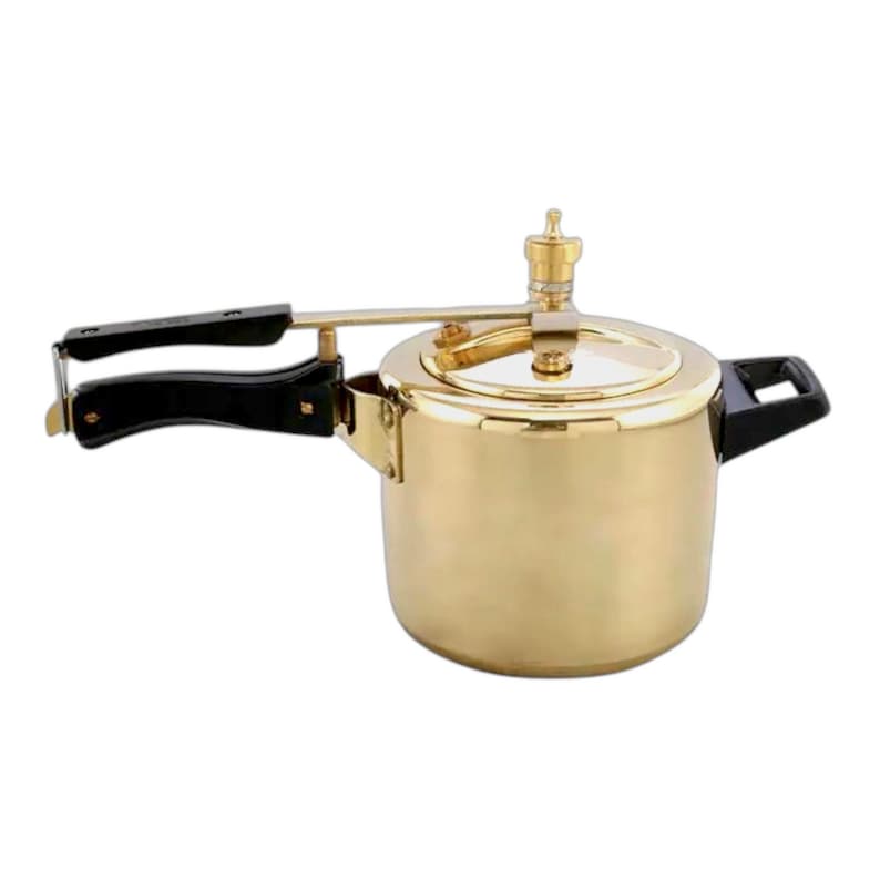 Handmade Pure Brass Pressure Cooker: Traditional Indian Cookware (3L ...