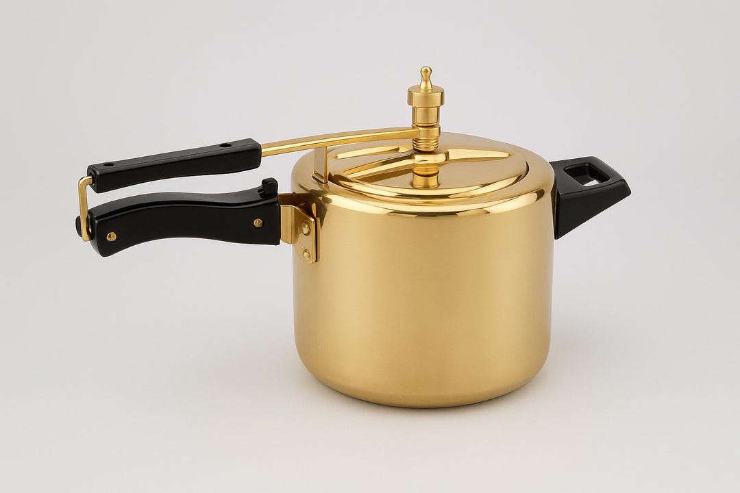 Handmade Pure Brass Pressure Cooker: Traditional Indian Cookware (3L ...