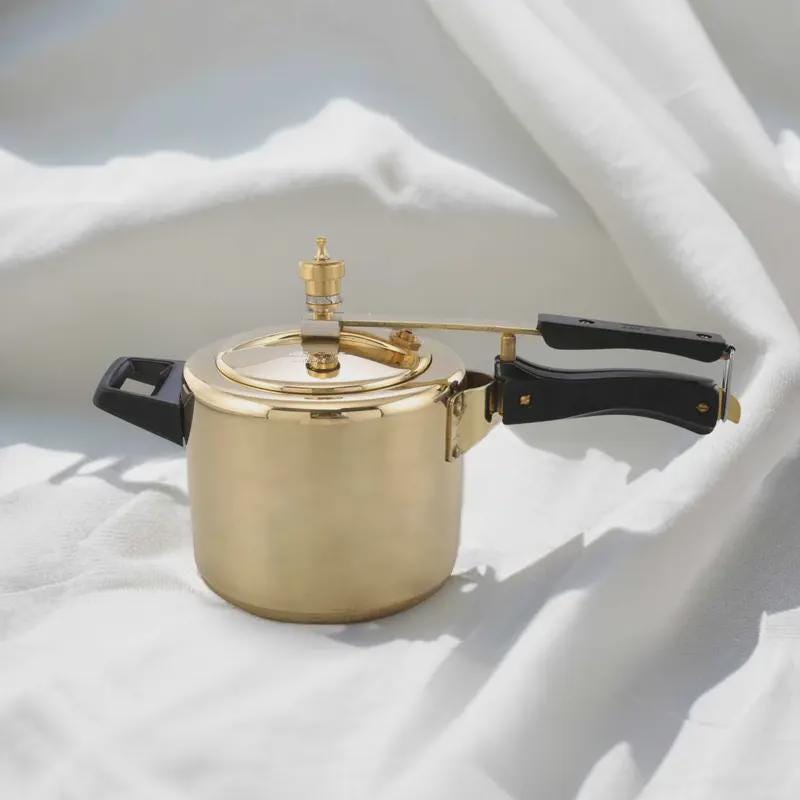 Handmade Pure Brass Pressure Cooker: Traditional Indian Cookware (3L ...