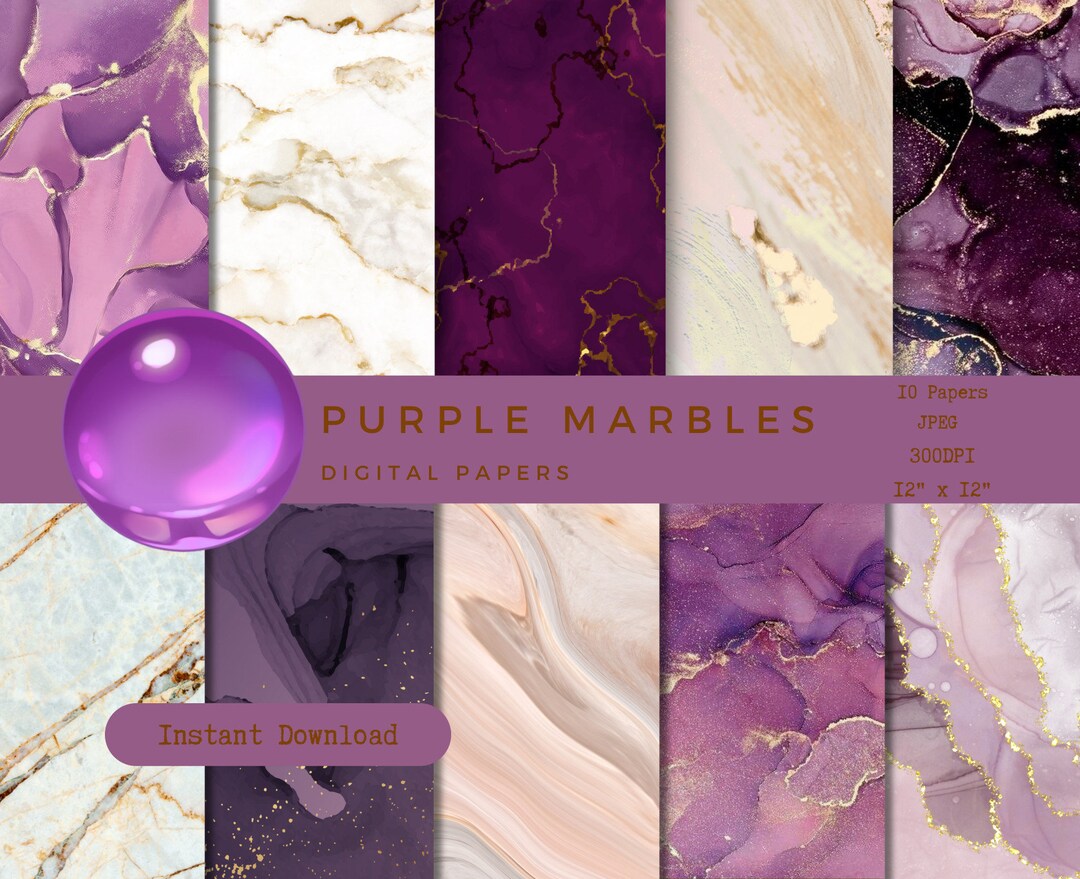 Purple Marbles Digital Paper, Textures, Marble Effect, Patterns ...