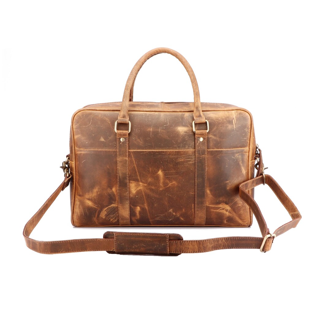 Vintage Personalized Leather Briefcase, Messenger Bag, Full Grain ...
