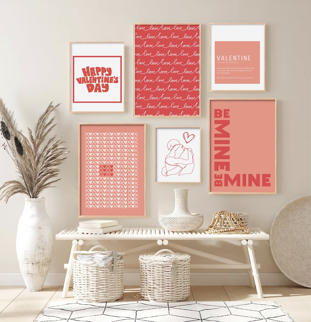 Valentines Day Decor Set of 6 Printables, Valentines Day Printables ...