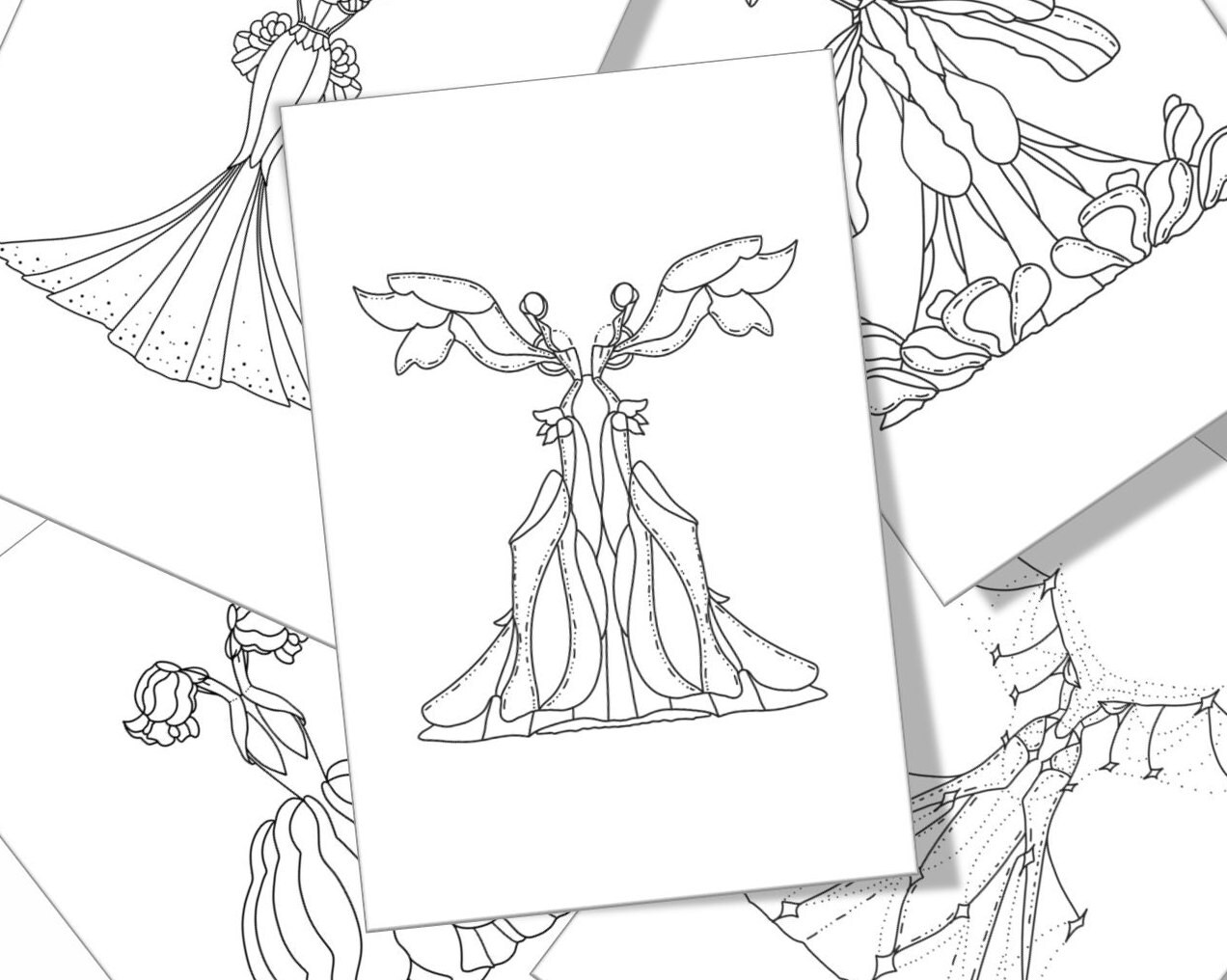 9 DRESSES Coloring Pages for Kids and Adults SPRING Edition Instant ...
