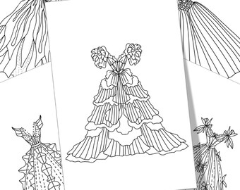 10 Fantasy Dresses Coloring Pages | Set 1 | PDF | Digital Book Print ...