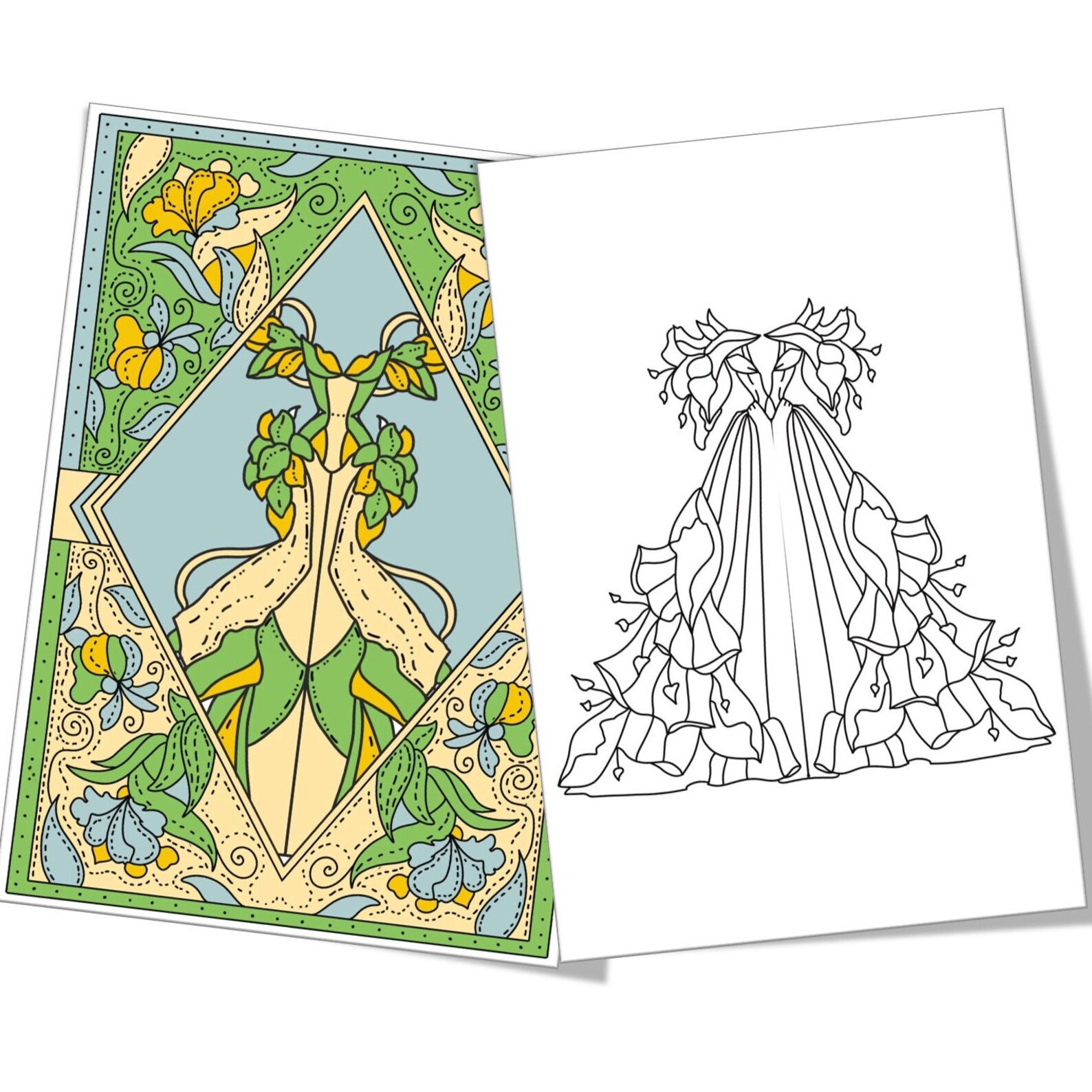 9 DRESSES Coloring Pages for Kids and Adults SPRING Edition Instant ...