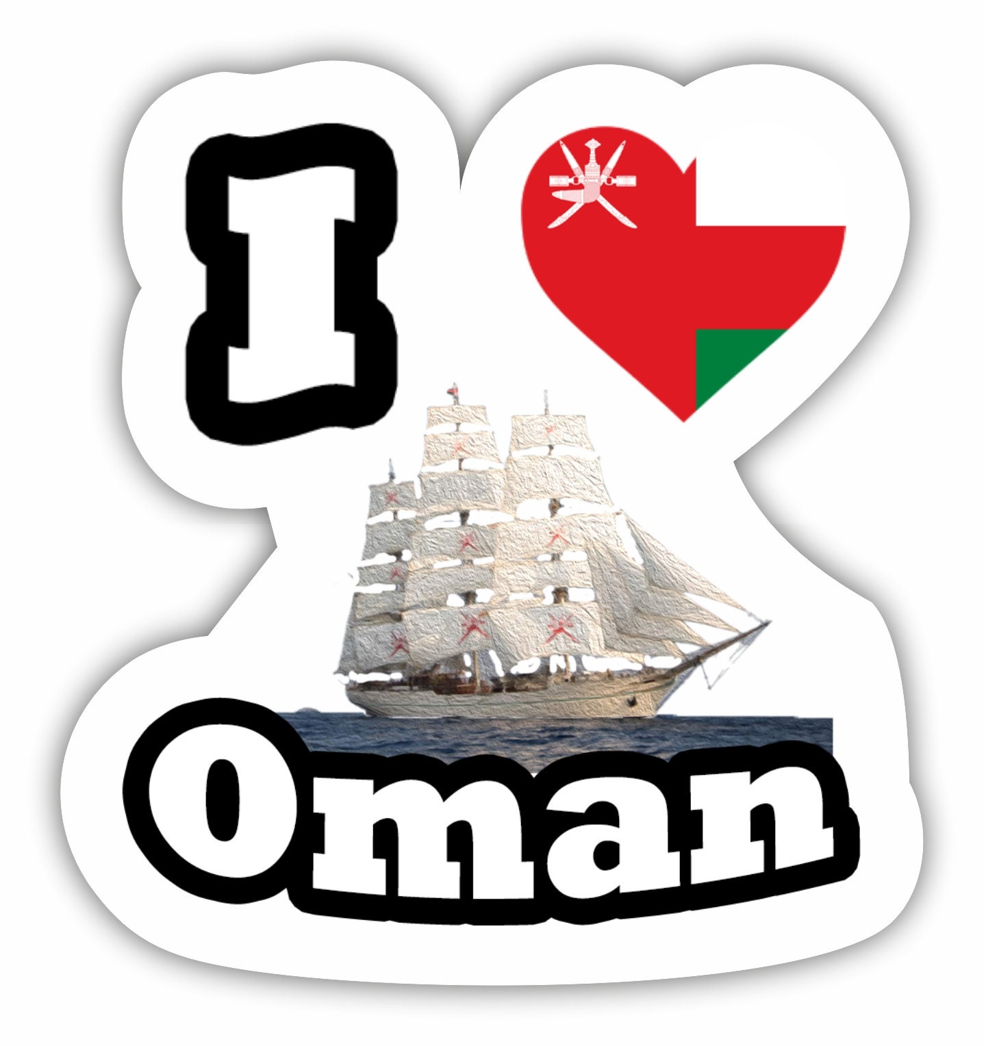I Love Oman Waterproof Vinyl Sticker For: Laptop, Book, Fridge, Guitar ...