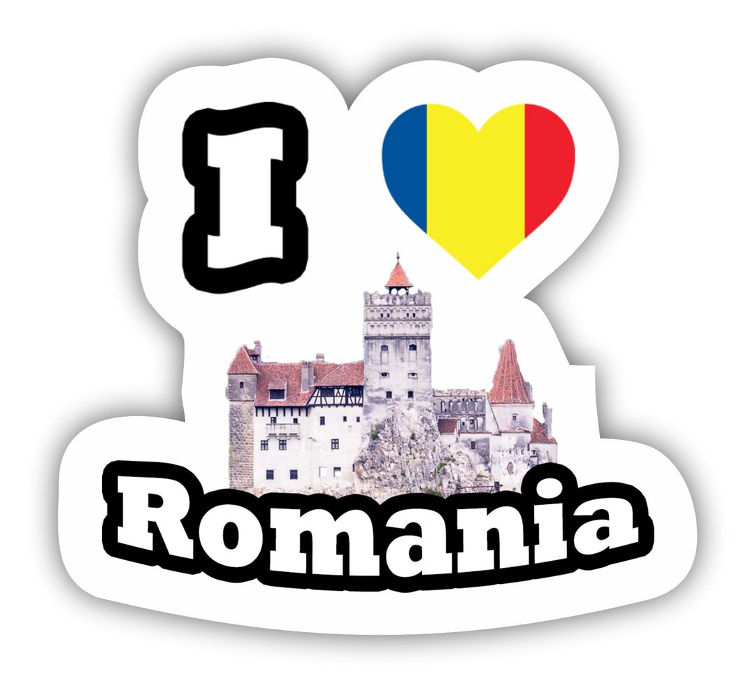 I Love Romania Waterproof Vinyl Sticker For: Laptop, Book, Fridge ...