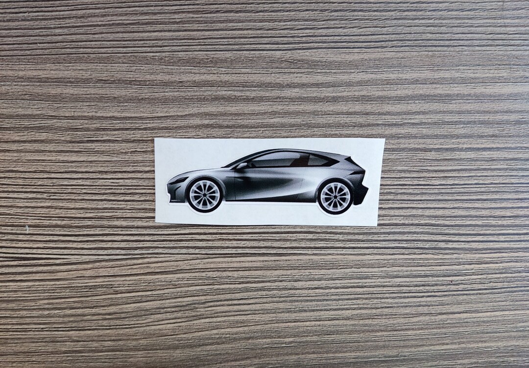 Grey Car Side View Waterproof Vinyl Sticker For: Car, Laptop, Book ...