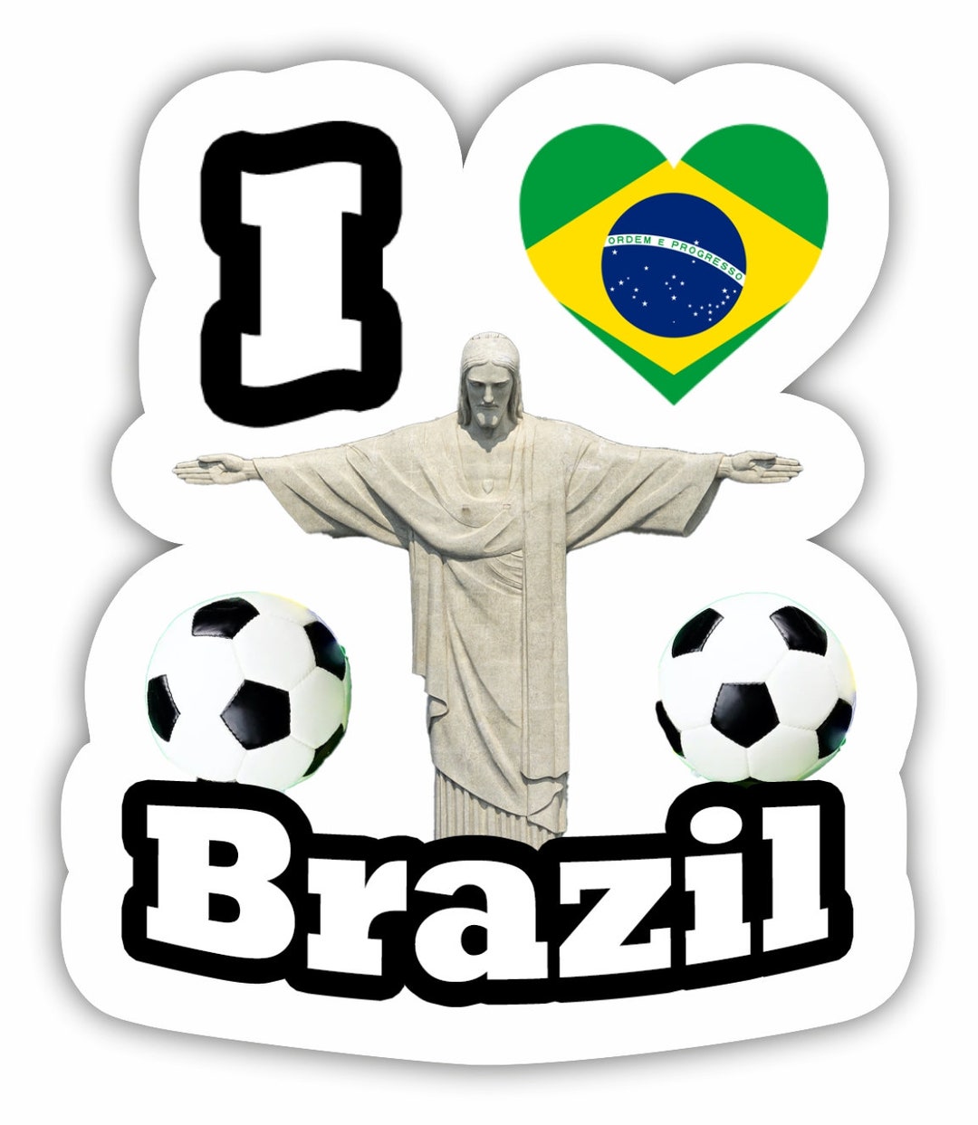I Love Brazil 01 Waterproof Vinyl Sticker For: Laptop, Book, Fridge ...