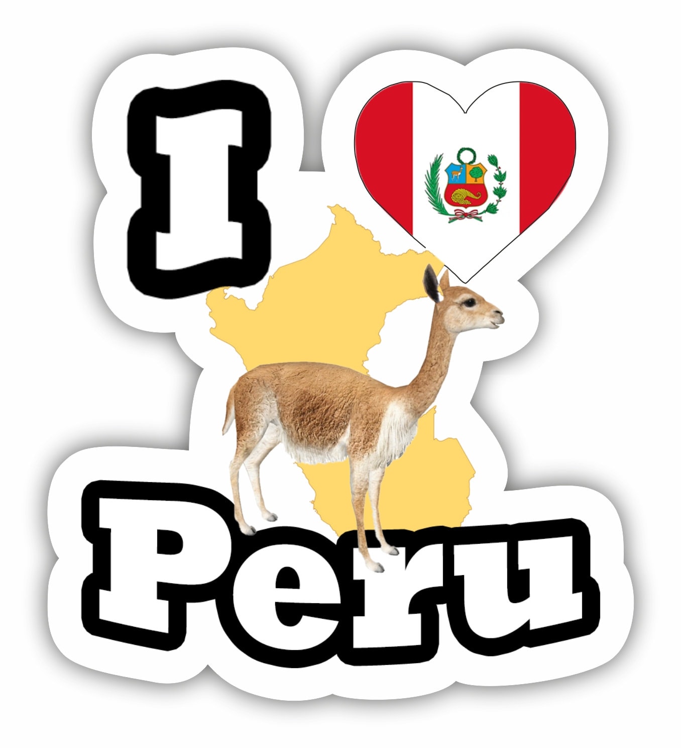 I Love Peru Waterproof Vinyl Sticker For: Laptop, Book, Fridge, Guitar ...