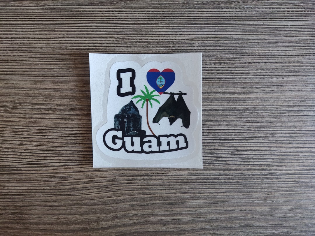 I Love Guam #01 Waterproof Vinyl Sticker For: Laptop, Book, Fridge ...