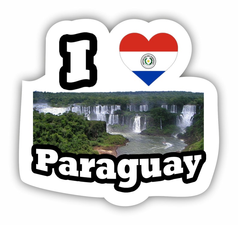 I Love Paraguay Waterproof Vinyl Sticker For: Laptop, Book, Fridge ...