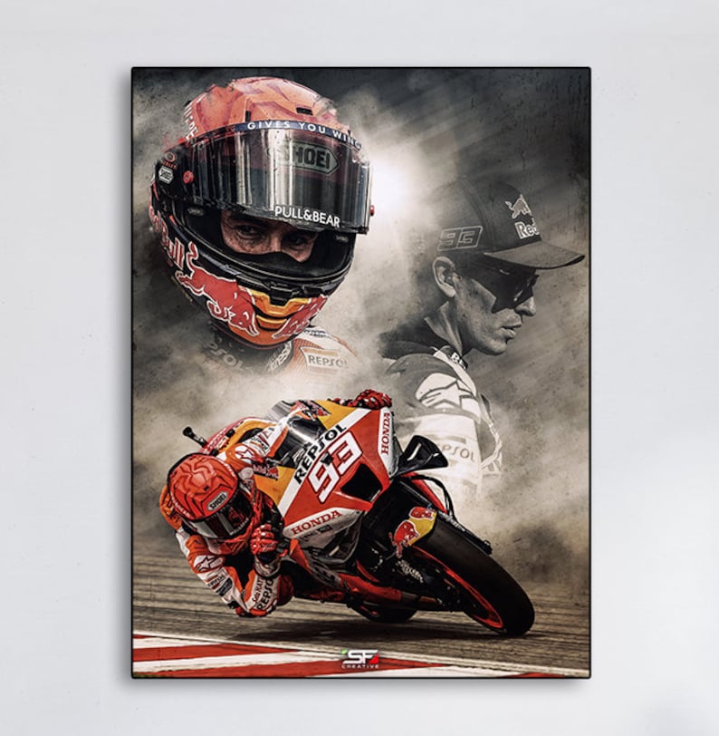 Marc Marquez 93 Honda Hrc Repsol Motogp Graphic Poster, 4k, 80x60 60x45 ...