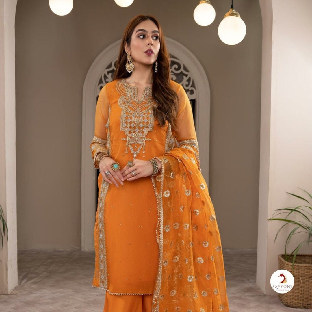 Pakistani Dress Mehndi Dress Sharara Dress Wedding Gown - Etsy