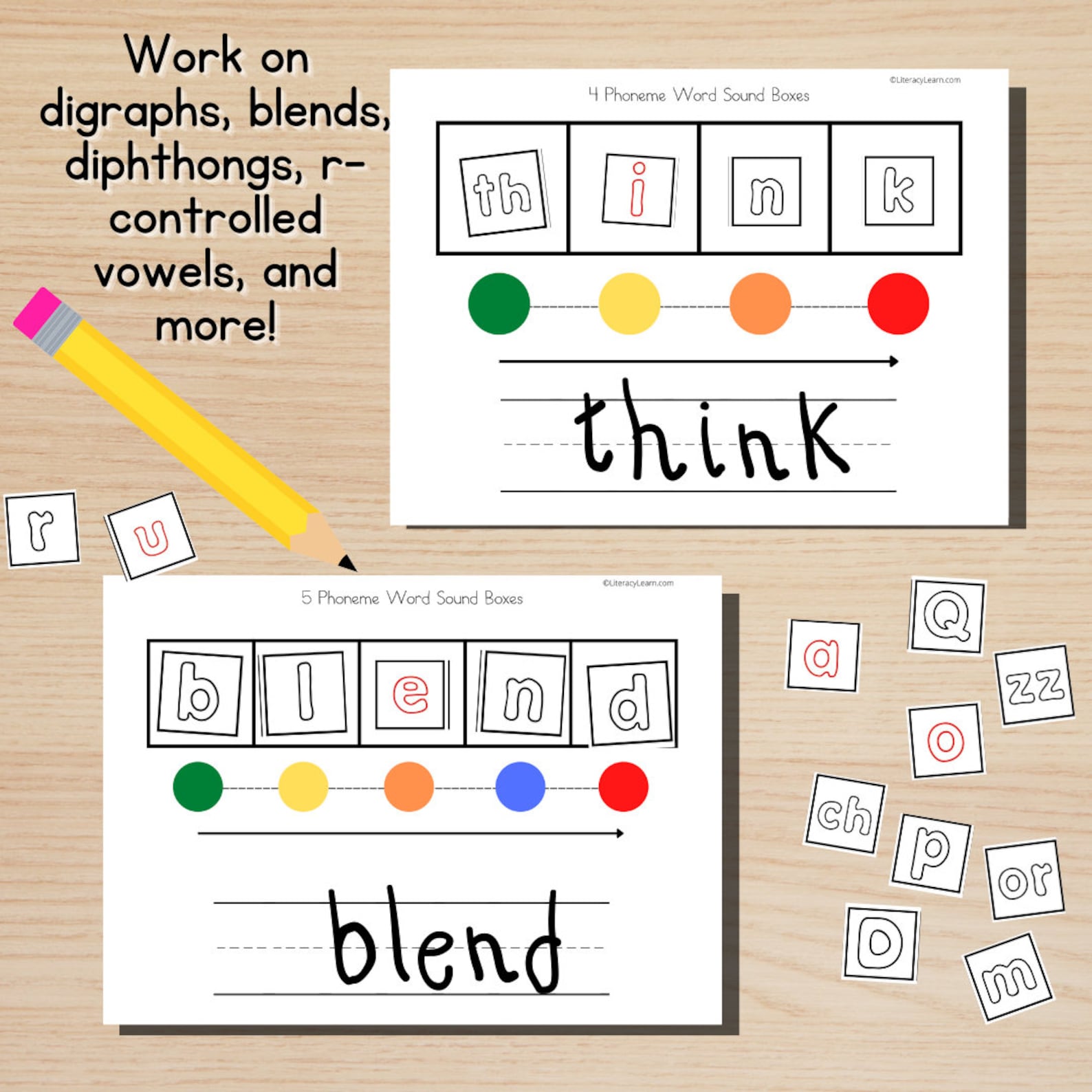 4 Sound Boxes (elkonin) W/ Printable Letters: Multi-sensory ...