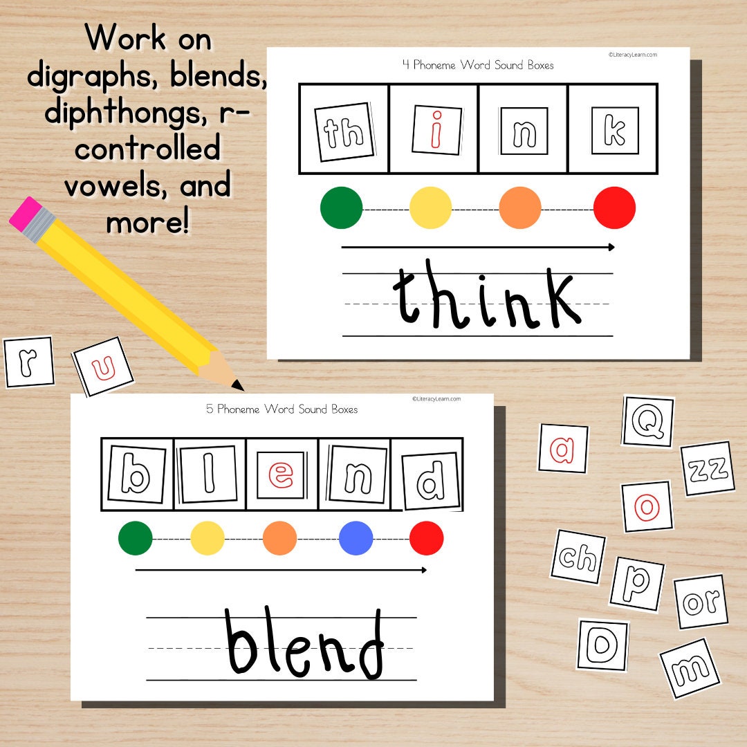 4 Sound Boxes (elkonin) W/ Printable Letters: Multi-sensory ...