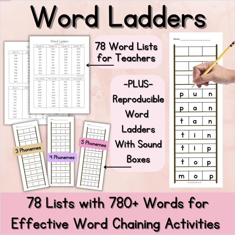 Phonics Word Ladders: 78 Word Lists & Sound Boxes (printable) - Etsy
