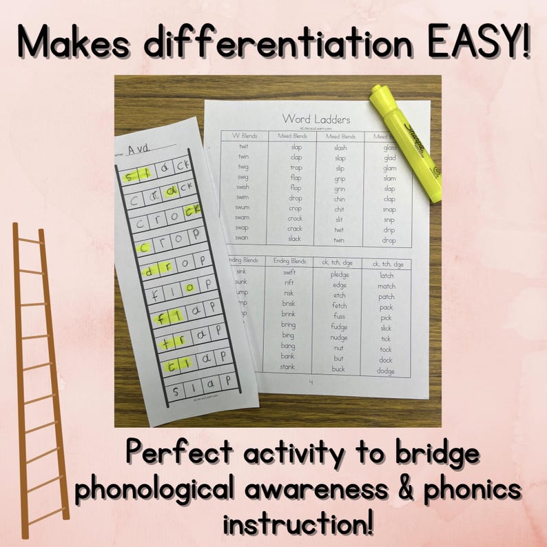 Phonics Word Ladders: 78 Word Lists & Sound Boxes (printable) - Etsy