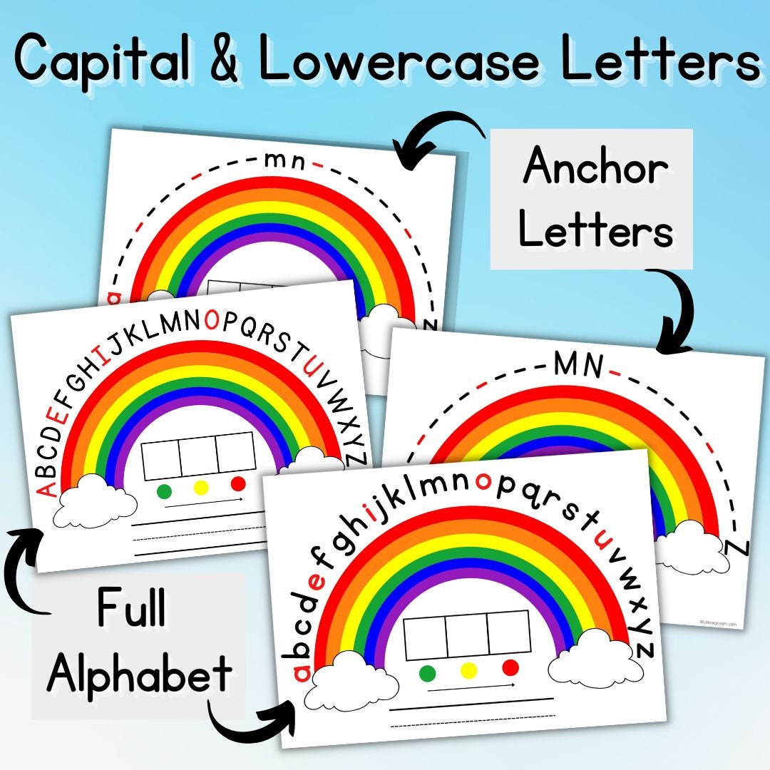 4 Alphabet Arcs With Elkonin Boxes, Capital & Lowercase, and Anchor ...