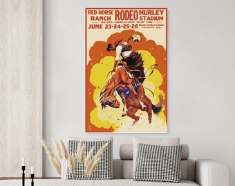 Vintage Rodeo Poster Red Horse Ranch - Etsy