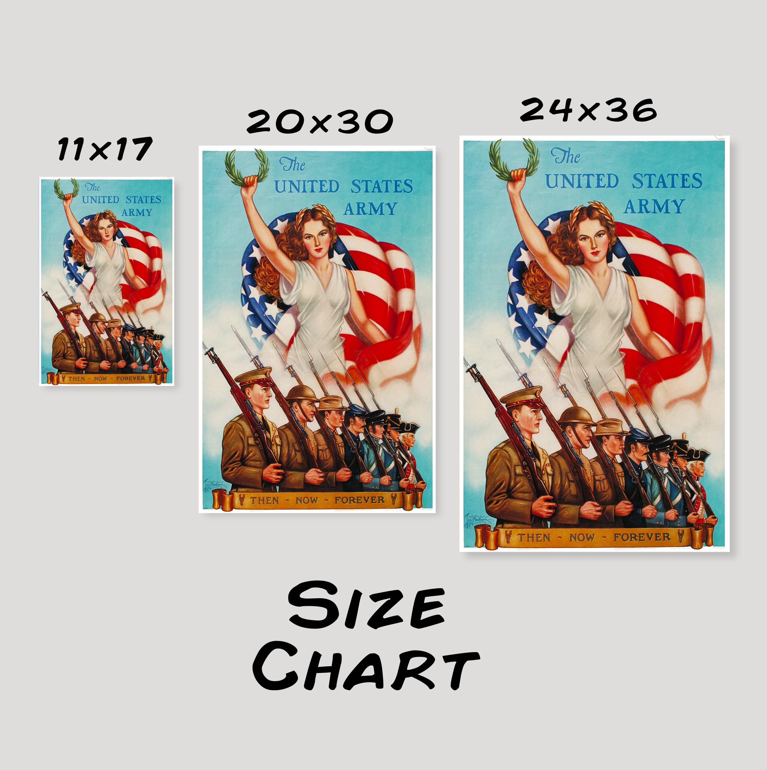 Vintage WWI or WWII the Unites States Army, Then, Now and Forever ...