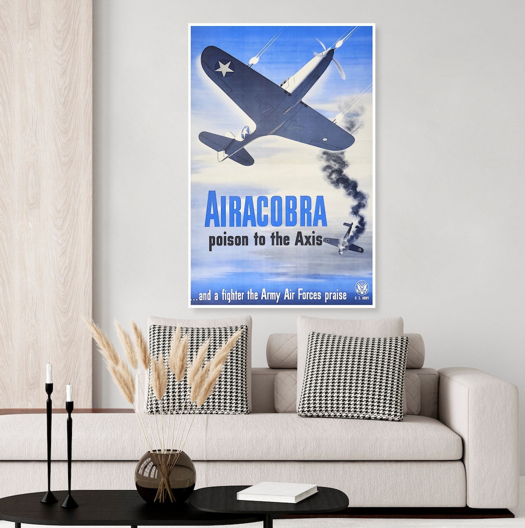 Vintage WWII Air Force Army Air Corps Airacobra Airplane Poster, World ...