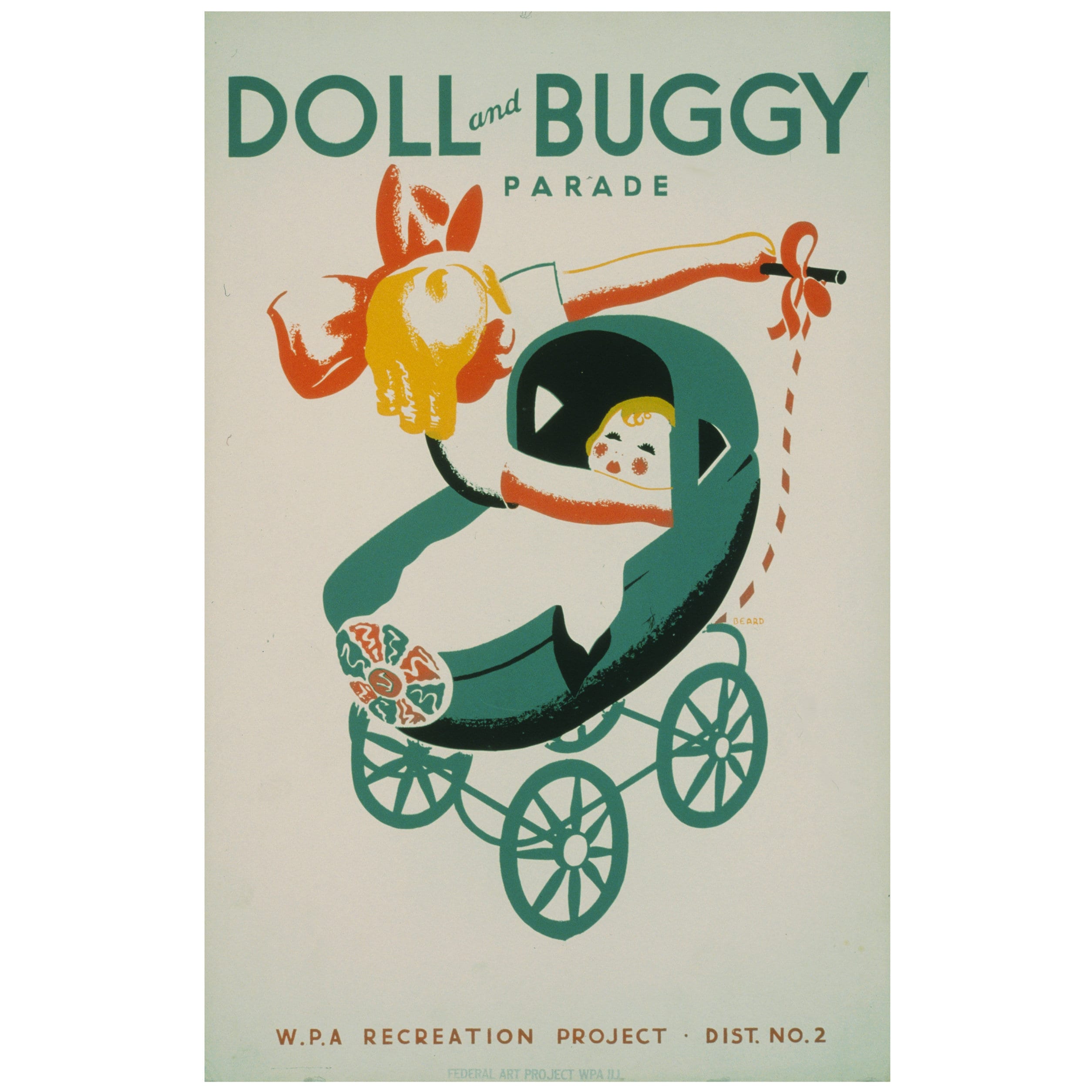 Vintage Girls Room Doll and Buggy Parade Poster, Baby Doll, Child's ...