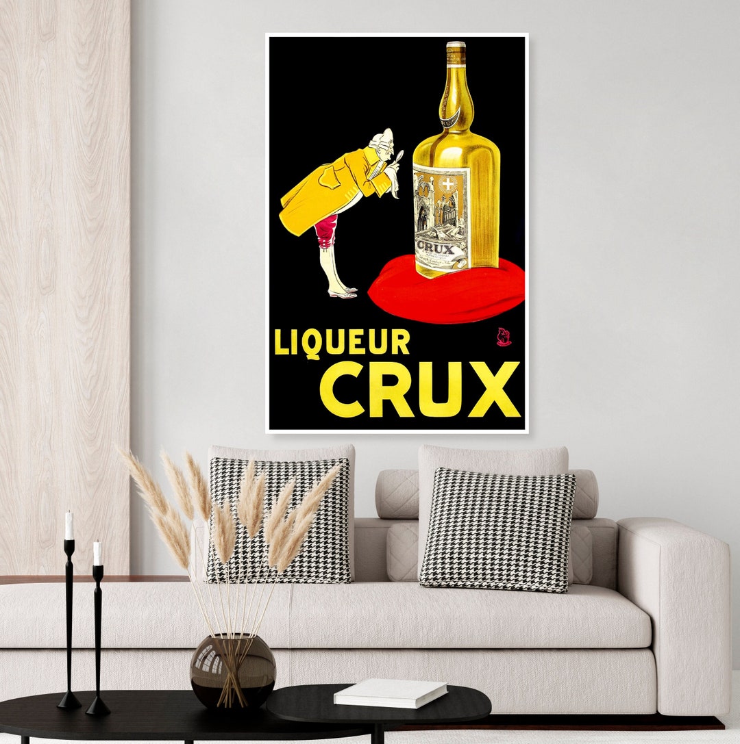 Vintage French Crux Liqueur Alcohol Poster, 1920's, Bar Cart Art ...