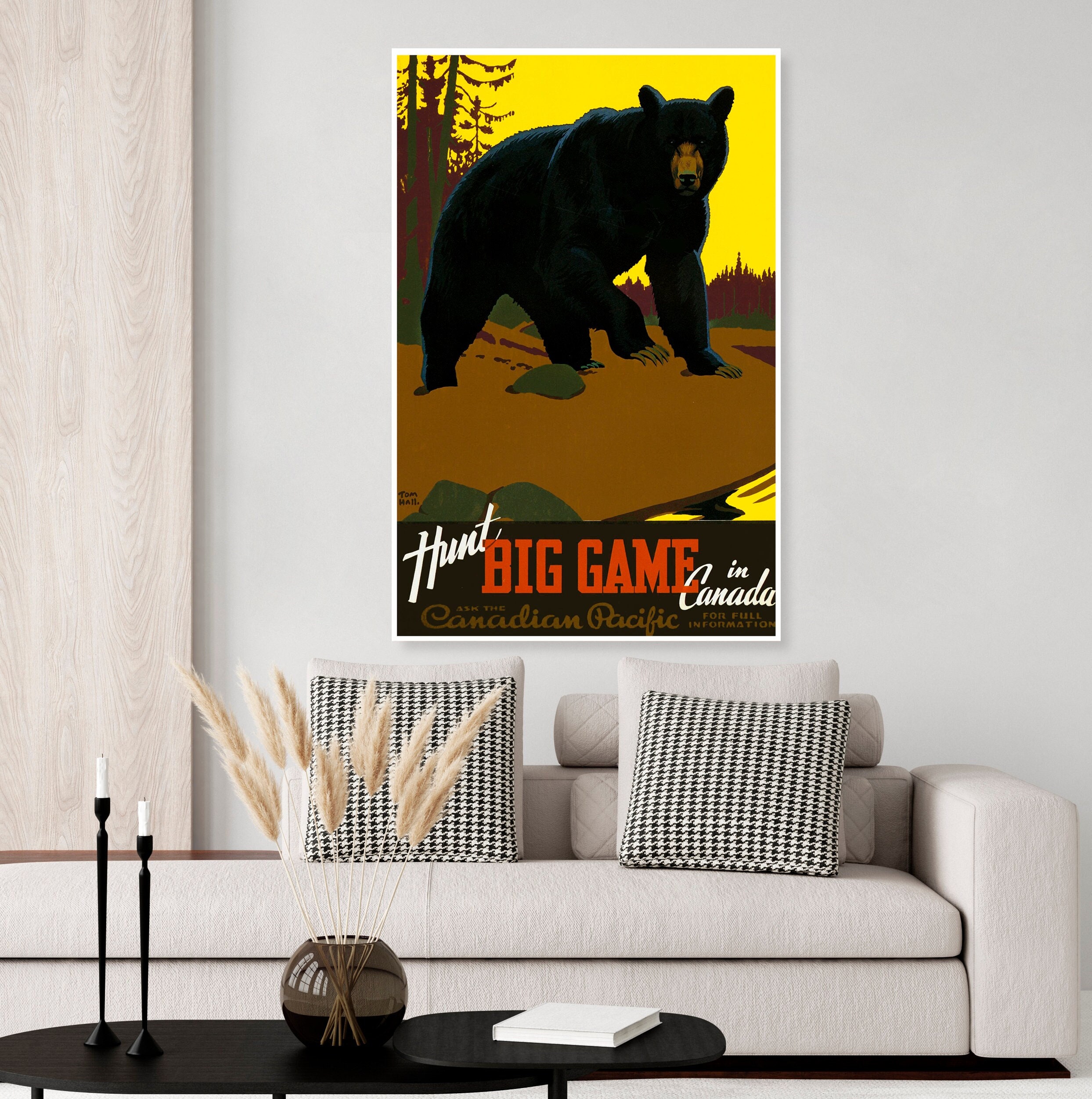 Vintage Hunting Poster, Big Game in Canada, Canadian Pacific Railroad ...