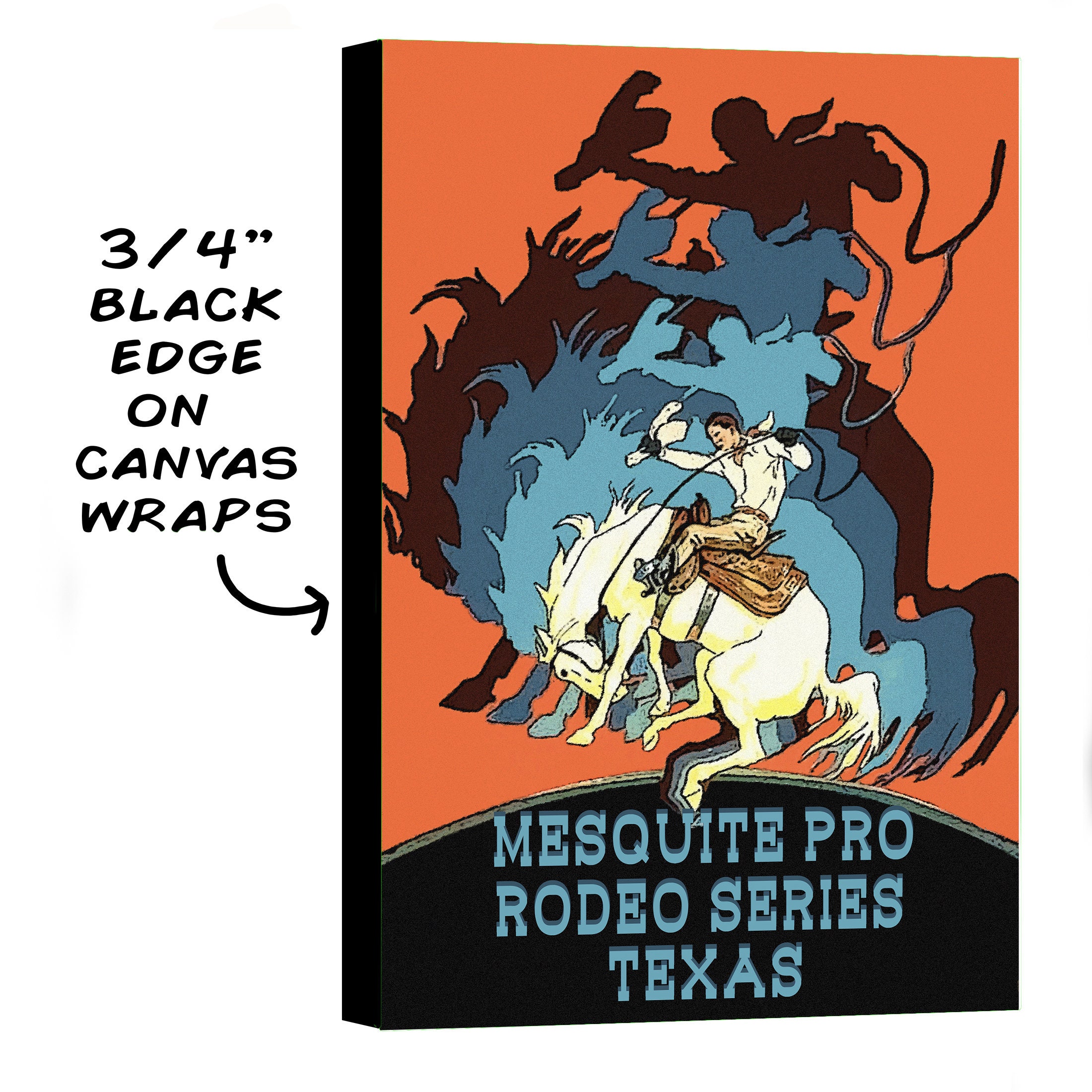 Mesquite Pro Rodeo Vintage Poster, Western, Trick Riding, Horses ...