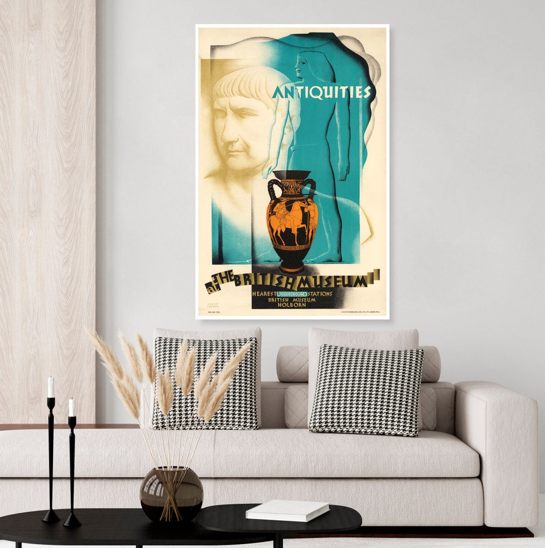 Vintage British Museum London England Travel Poster, Greek, Antiquities ...