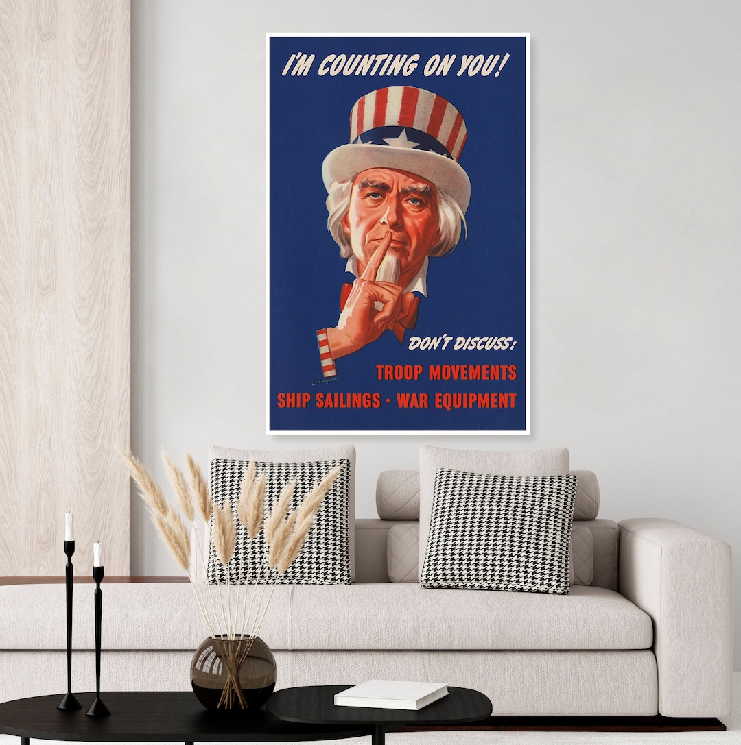 Vintage WWII Uncle Sam I'm Counting on You, Loose Lips Sink Ships ...