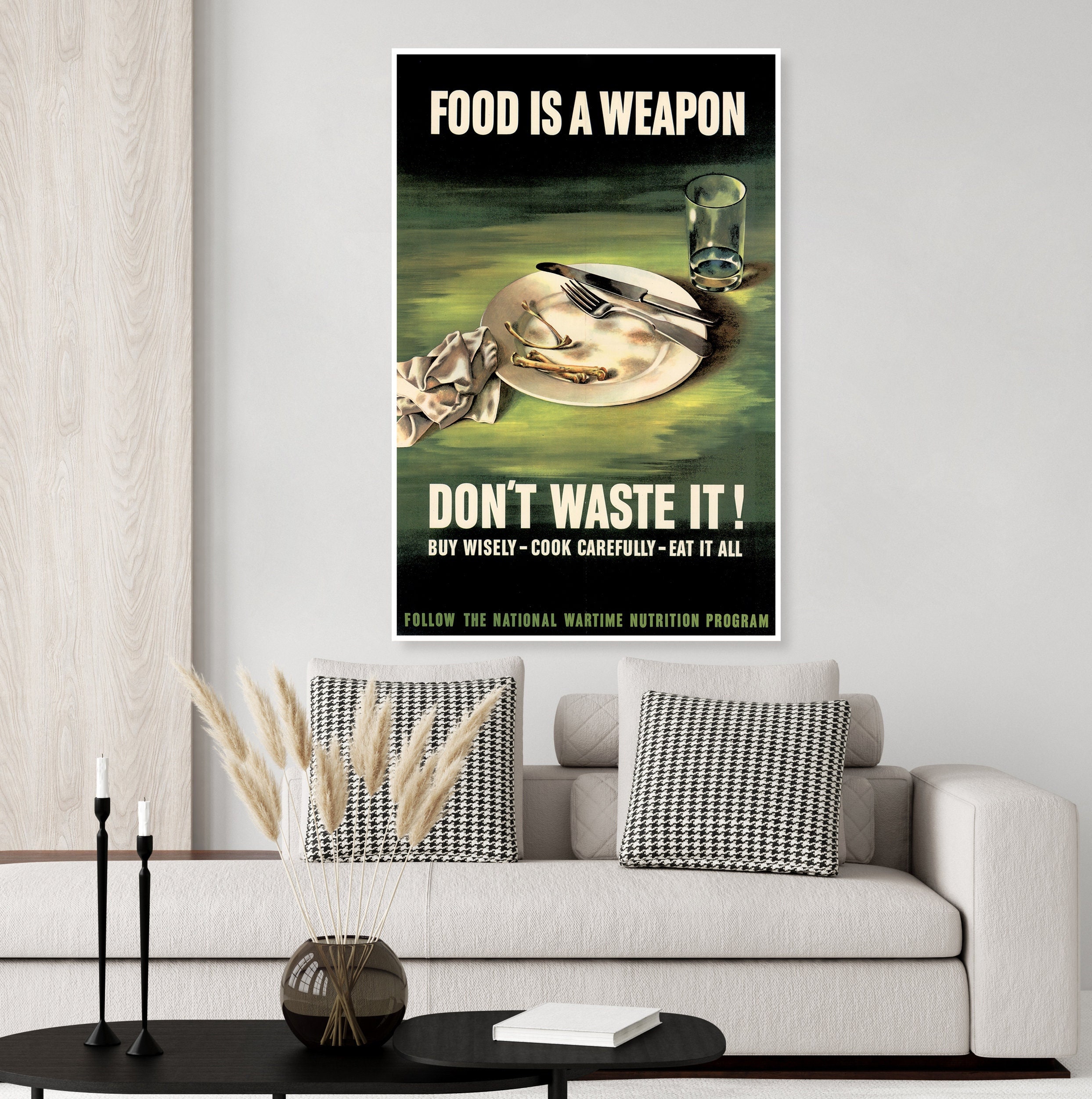 Vintage WWII Food is a Weapon Don't Waste It Propaganda Poster, Home ...