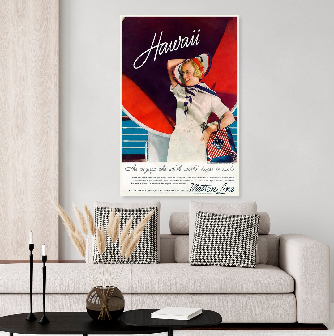 Vintage Hawaii Travel Poster, Mason Cruise Lines Poster - Etsy