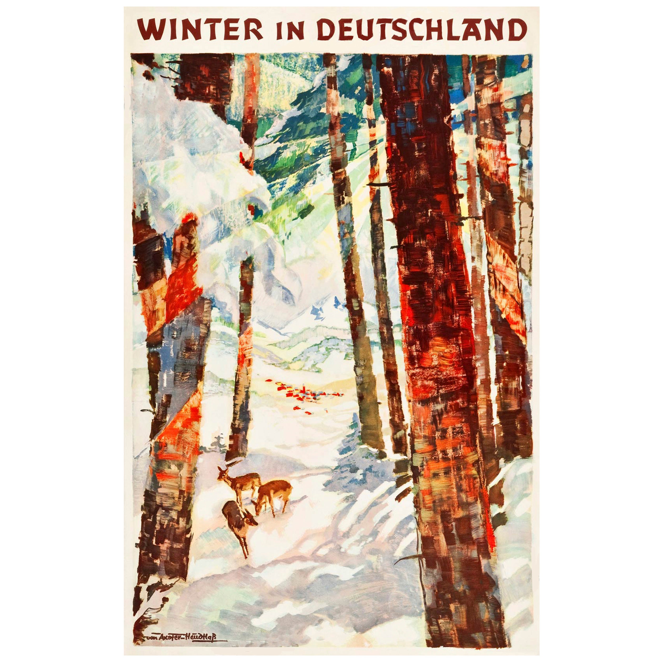 Vintage Winter in Deutschland German Travel Poster - Etsy