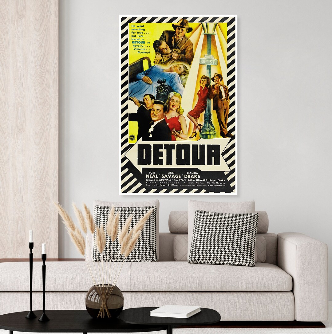 Vintage Detour Movie Poster, Film Noir Movie, Classic Movie, Detective ...